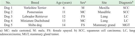 Summary Of Canine Epithelial Tumor Samples Download Scientific Diagram