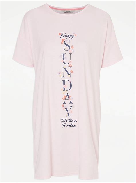 Pink Happy Sunday Flower Nightdress Lingerie George At Asda