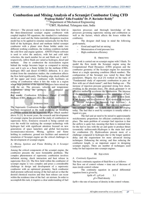 Pdf Combustion And Mixing Analysis Of A Scramjet Combustor Using Cfd