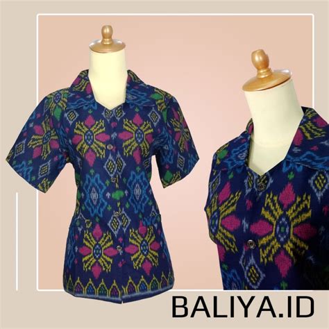 Kemeja Endek Wanita Warna Biru Whatsapp 081999114482