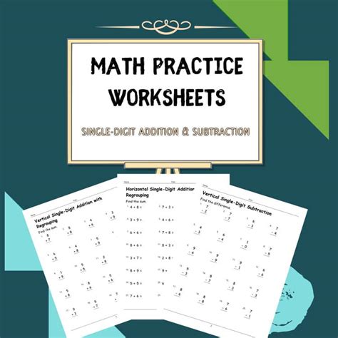 Vertical And Horizontal Single Digit Addition One Digit Addition And Subtraction