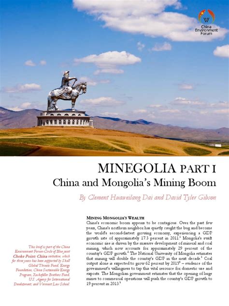 Minegolia Part I China And Mongolias Mining Boom Pdf Mongolia