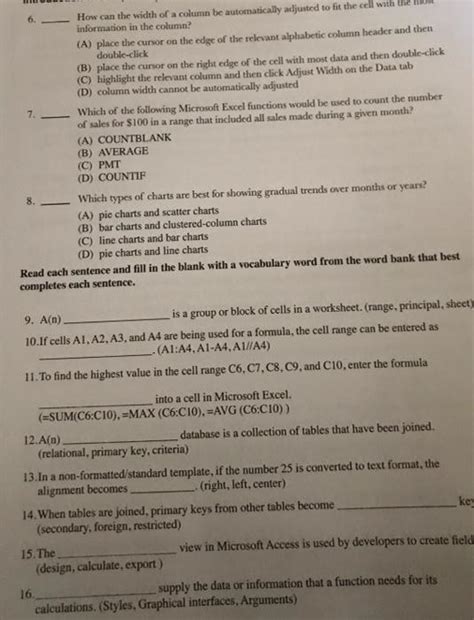 Solved 6 How Can The Width Of A Column Be Automatically Chegg Com