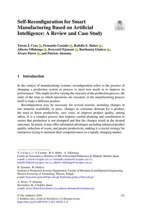 Pdf Self Reconfiguration For Smart Manufacturing Based On Artificial