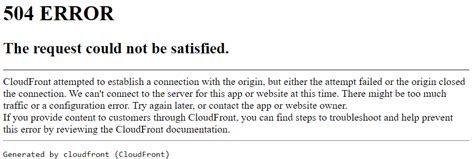 REST API Requests Are Failing With A 504 Error The Request Could Not