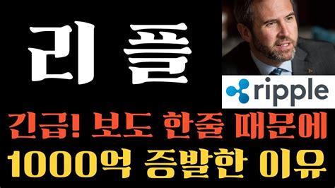 리플 코인 긴급 보도 한줄 때문에 1000억이 증발한 이유 이것 폭등하게 될겁니다 리플목표가 리플호재 리플전망