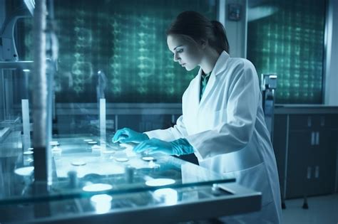 premium ai image functioning medical technology with worker in lab