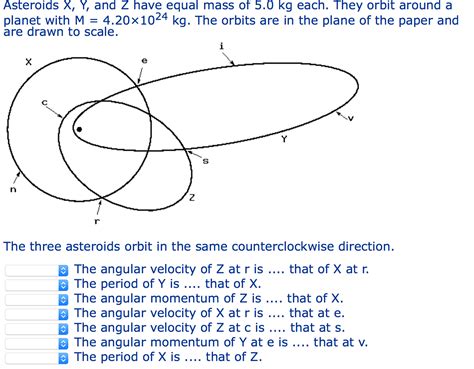 Solved Asteroids X Y And Z Have Equal Mass Of 50 Kg Each