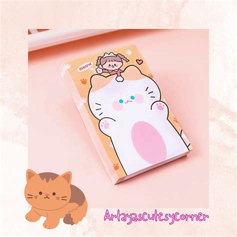 Cute Cat Sticky Notes Mini Kitten Memo Pad Kawaii Stationery Supplies Etsy