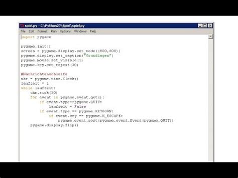 Python D Spiele Programmieren Teil Nachrichtenschleife In Pygame Youtube