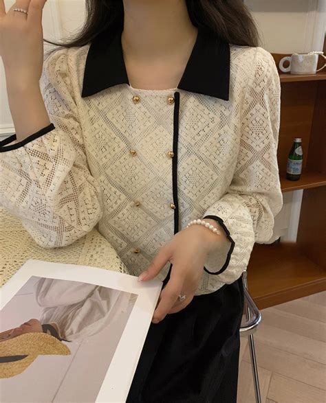 [아나운서 협찬] 디알타 가을 카라 레이스 하객 블라우스 화이트 루즈핏 오피스룩 66사이즈 르뚜앙