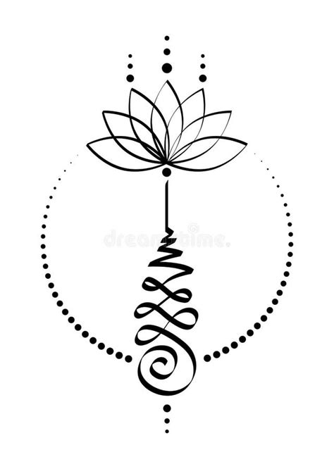Unalome Lotus Flower Symbol Hindu Or Buddhist Sign Representing Path