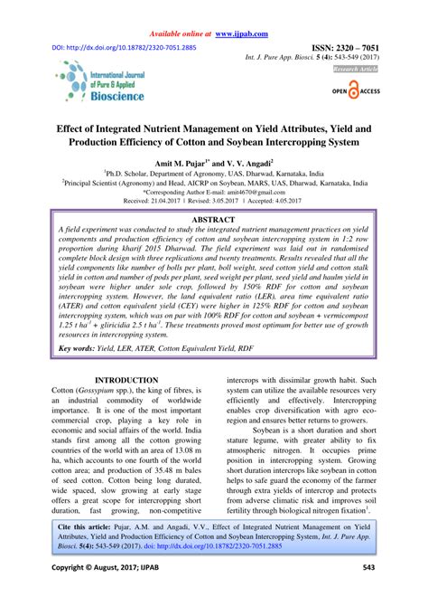 Pdf Effect Of Integrated Nutrient Management On Yield Attributes Yield And Production