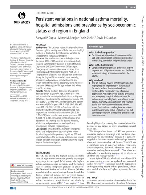 Pdf Persistent Variations In National Asthma Mortality Hospital