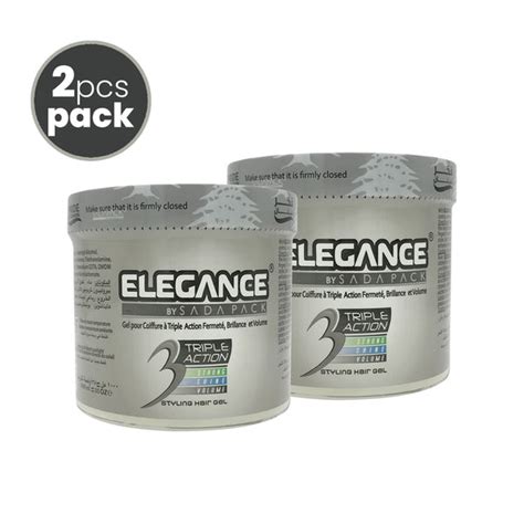 Elegance Triple Action Styling Hair Gel Silver 2 Piece Package