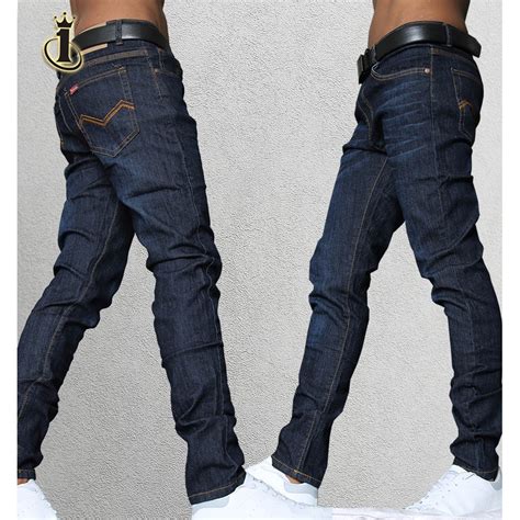 Mpj Man Dark Blue Pants Skinny Jeans Stretchable Denim Lalaki Maong