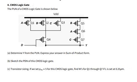 CMOS Logic Gate The PUN Of A CMOS Logic Gate Is Chegg