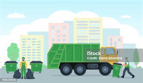 쓰레기 수거 폐기물 재활용 및 도시의 운송 쓰레기에 대한 스톡 벡터 아트 및 기타 이미지 쓰레기 폐기물 처리 쓰레기 청소부 Istock