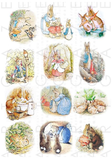 Peter Rabbit And Siblings Collage Sheet Beatrix Potter Etsy