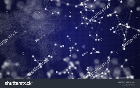 Futuristic Neural Network Trigonometric Figures Points Stock