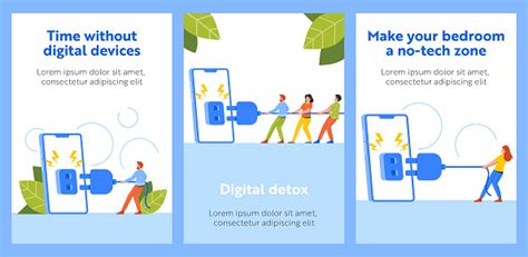 작은 사람들이 전화를 끄는 플러그를 당기는 디지털 해독 만화 배너 기술과의 단절의 개념 개념에 대한 스톡 벡터 아트 및 기타 이미지 개념 남자 대형 Istock