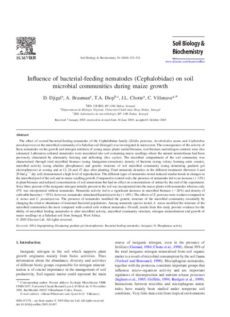 Pdf Influence Of Bacterial Feeding Nematodes Cephalobidae On Soil