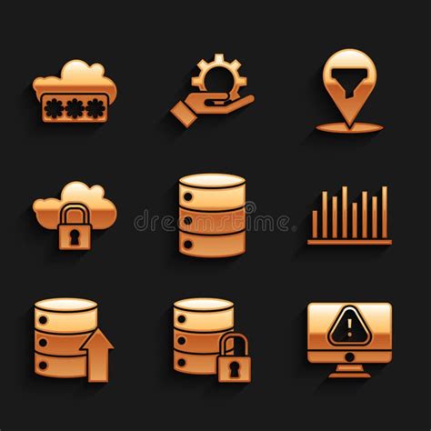 Set Server Data Web Hosting Security With Lock Monitor Exclamation