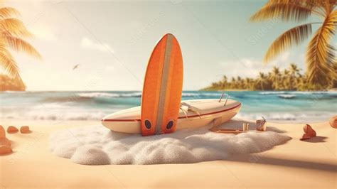 3d Rendering Of Surfboard Vacation Vibes For Summer Escape Powerpoint Background For Free