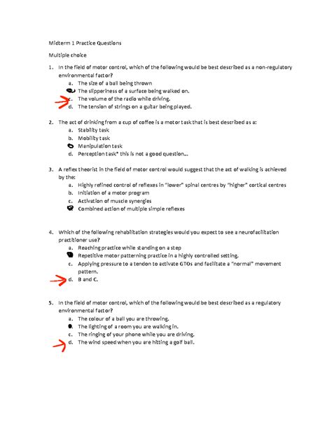 Kin 380 Midterm 1 Practice Questions Midterm 1 Practice Questions