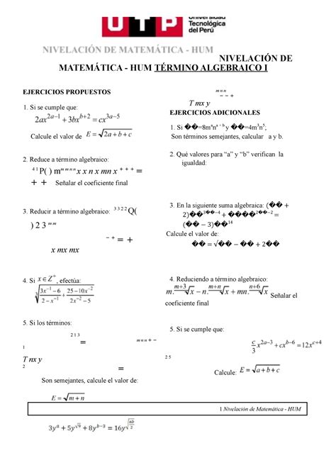 S07 s1 Ejercicios trrrrrrrrrrrrrrrr NIVELACIÓN DE MATEMÁTICA