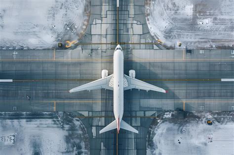 Premium Photo Aerial View Of Airplane On Runway