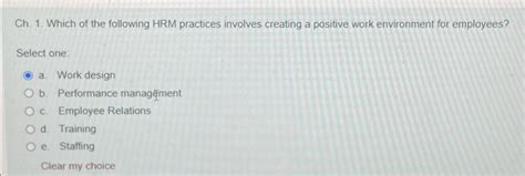 solved ch 1 ﻿which of the following hrm practices involves