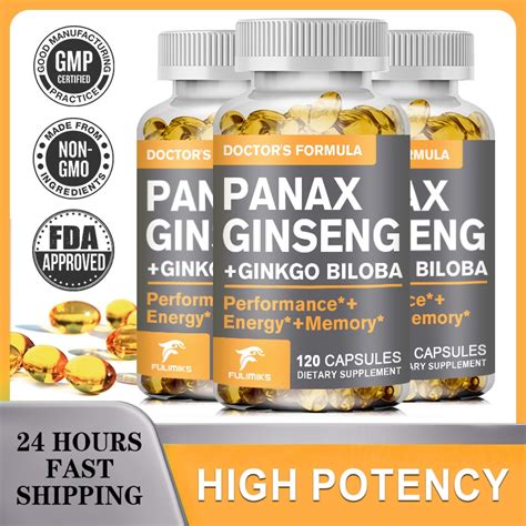 Korean Red Panax Ginseng Extract Ginkgo Biloba Ashwagandha Capsules Male Health Energy