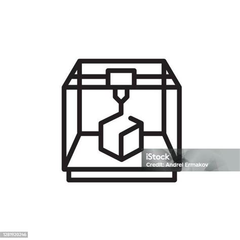 3d 프린터 아이콘입니다 볼륨 인쇄 윤곽선 스타일입니다 웹 사이트 또는 인쇄에 대한 그림입니다 3차원 인쇄에 대한 스톡 벡터 아트 및 기타 이미지 Istock