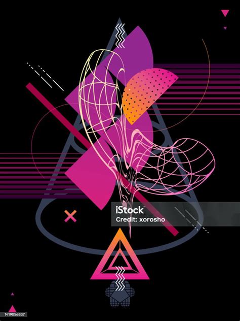 Futurisme Retro Dan Desain Poster Cyberpunk Ilustrasi Stok Unduh