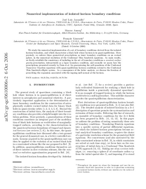pdf numerical implementation of isolated horizon boundary conditions