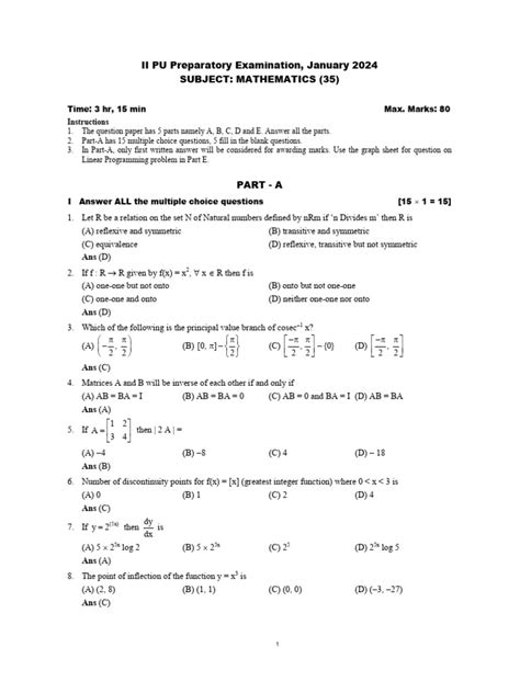2pu Maths Board Preparatory Paper Q Soln Pdf Mathematics