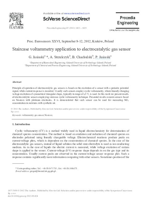 Pdf Staircase Voltammetry Application To Electrocatalytic Gas Sensor