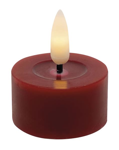LED Teelicht 2er Set Winter Echtwachs Winter Red Smooth 4 5x2 5cm 3D