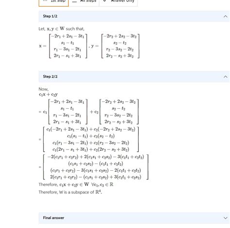 Solved 1 Let W Be The Set Of Vectors Of The Form Below
