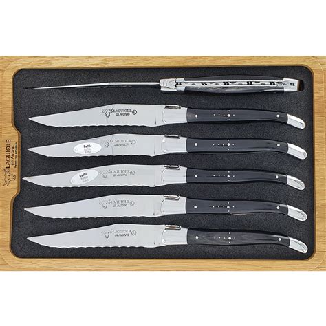 Couteaux De Table Laguiole En Aubrac Dentés Steak Buffle Set De 6