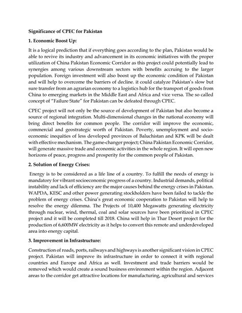 SOLUTION Significance Benefits Of Cpec For Pakistan Pm Studypool