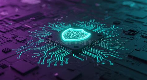 Cyber Security Shield Glowing Protection On Circuit Board Digital