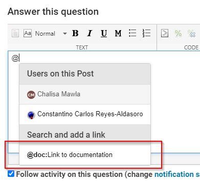 New Feature Use Doc To Reference Documentation