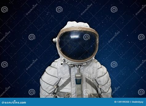Soviet Cosmonaut Or Astronaut Or Spaceman Suit And Helmet On Black