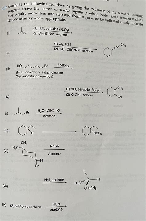 Solved Complete The Following Reactions By Giving The Chegg Com