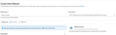 2 2 Helm chart 安装 Cryostat Red Hat build of Cryostat 3 Red Hat