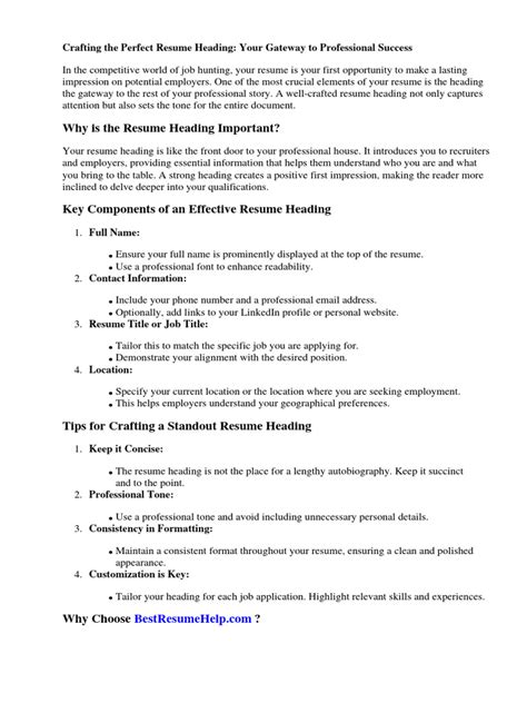 Resume Heading Word Pdf Résumé Typefaces