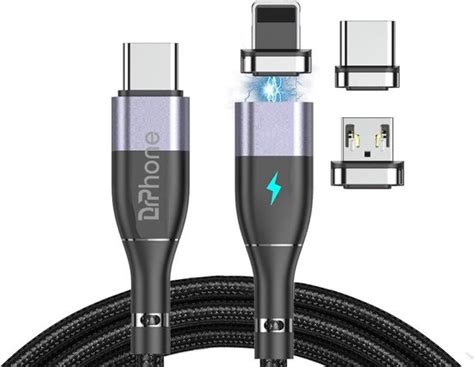DrPhone ECHO In USB C Naar USB C Lightning Micro USB Magnetische Nylon Bol