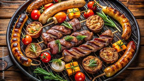 Grilled South African Braai With Boerewors Sausage Lamb Chops And
